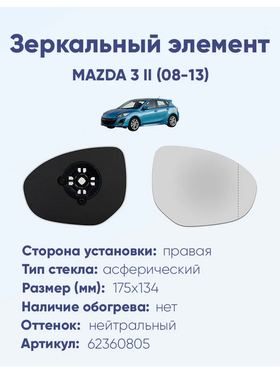 Зеркальный элемент правый MAZDA 3 II (08-13)A62360805