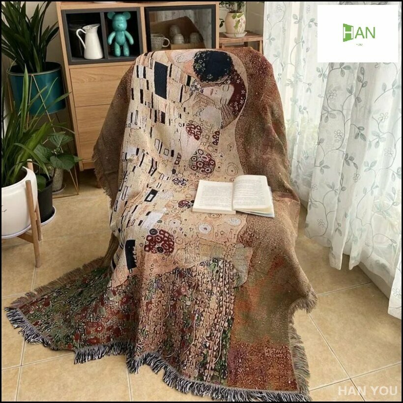 Эксклюзивный плед 160x130 см из хлопка и полиэфирного шелка