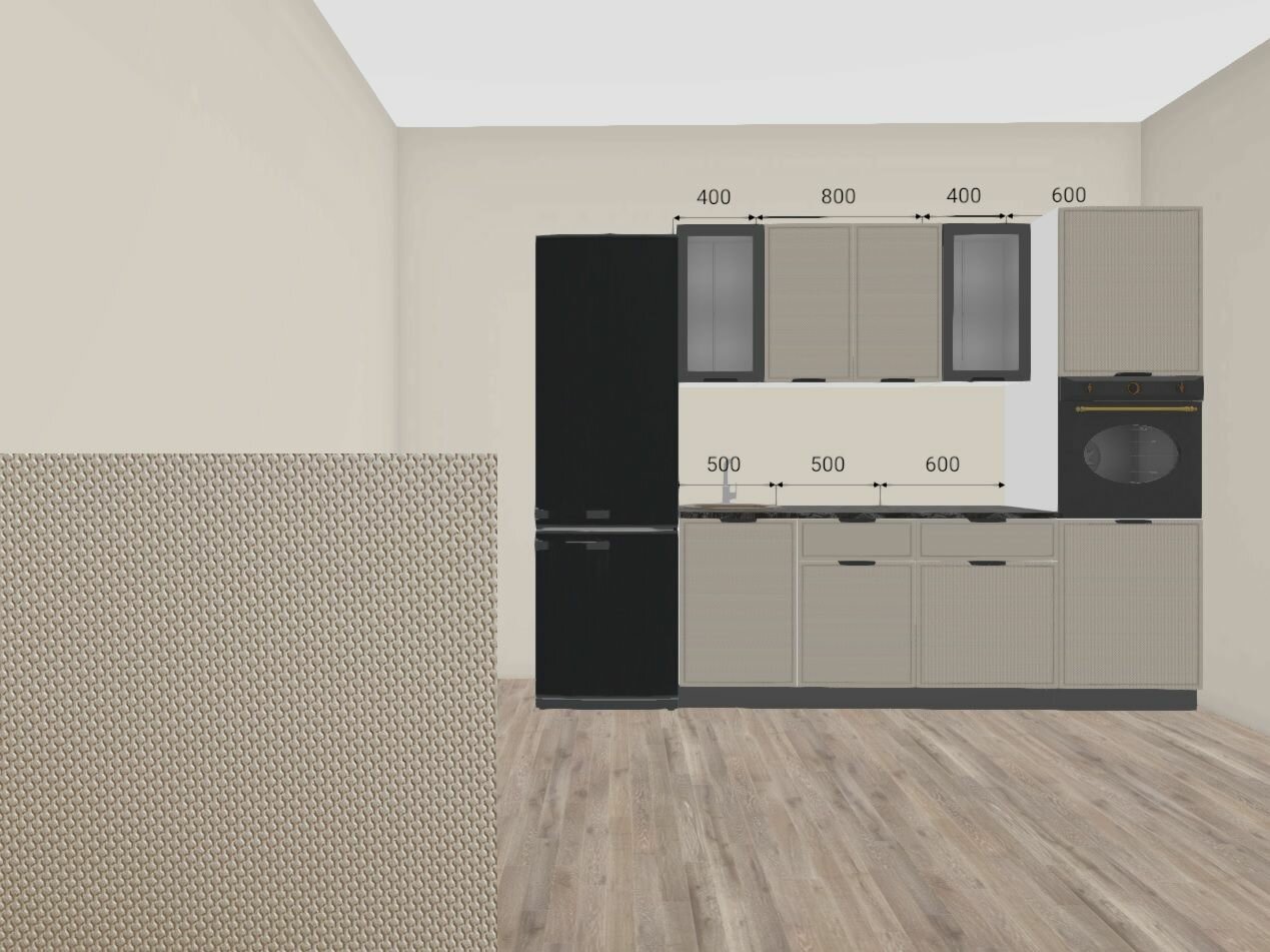 Кухонный гарнитур Николь Холст Латте, Белый 2,2 м