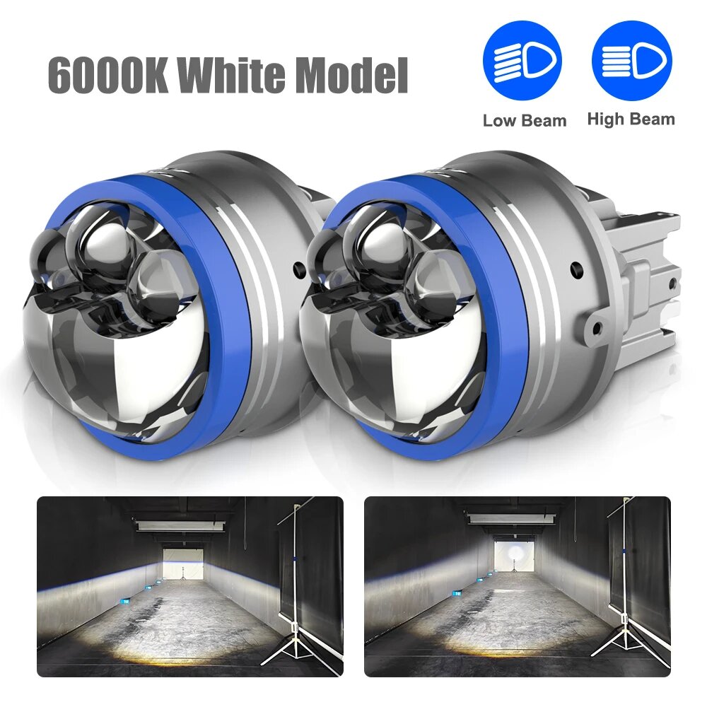 3,0-дюймовые синие би-светодиодные противотуманные фары 3000K 6000K светодиодные противотуманные фары универсальные линзы дальнего света прожекторы для Toyota/Ford/Nissan/Honda 6000K White, For Nissan