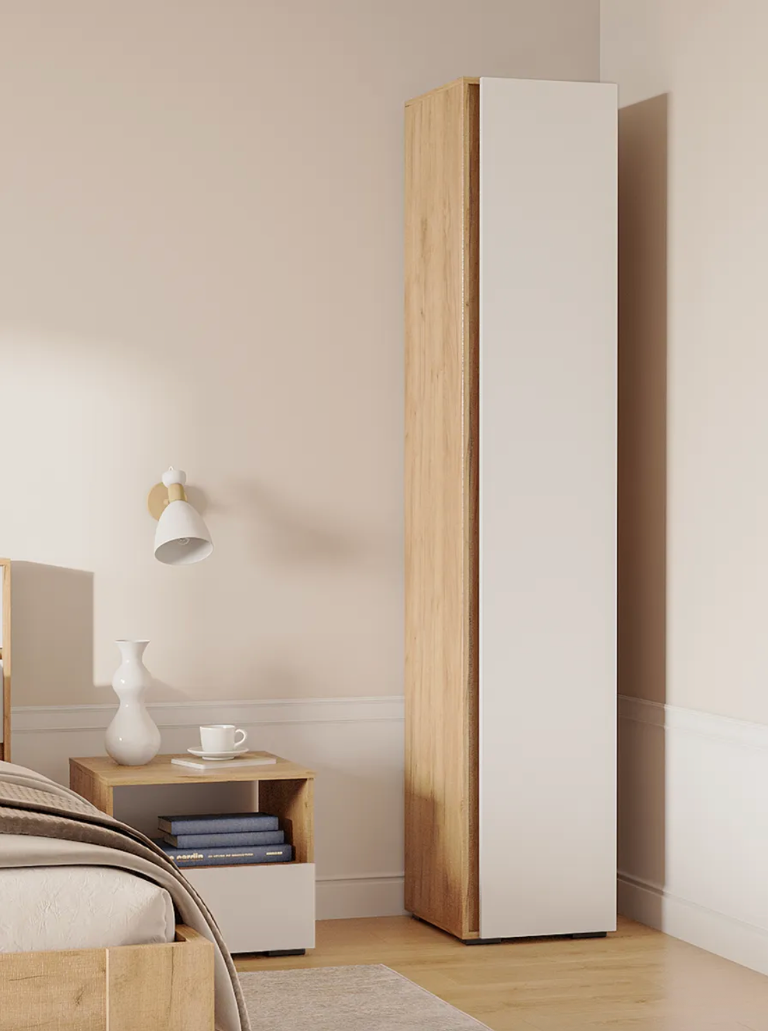 Шкаф-пенал узкий (40×210×46 см), дуб крафт — пенал со штангой Хелен ПН-01