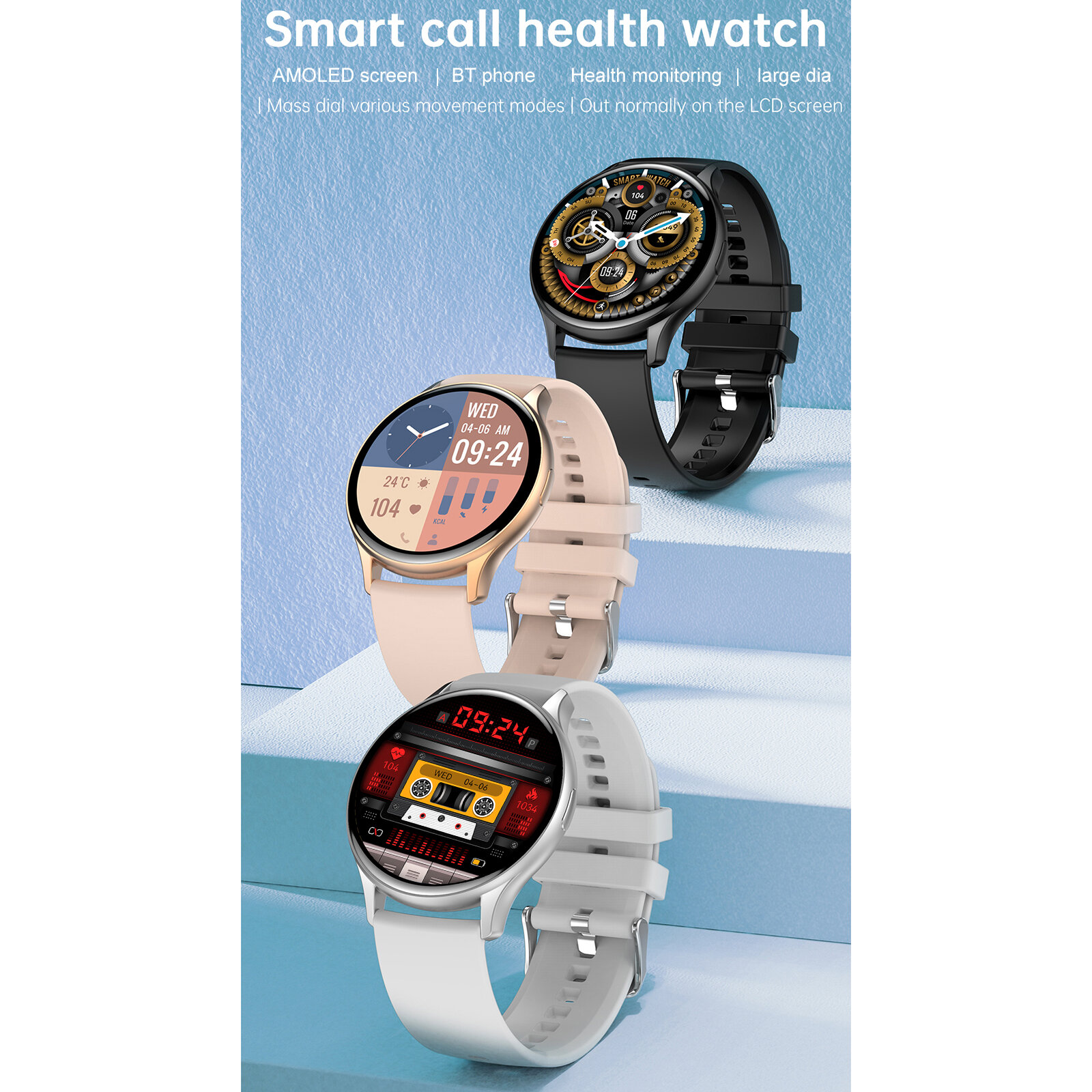 Умный браслет HK89, спортивные часы с 1,43-дюймовым AMOLED-экраном FullTouch, фитнес-трекером, водонепроницаемостью IP67, Bluetooth, измерением уровня кислорода в крови, сном, пульсом и артериальным давлением