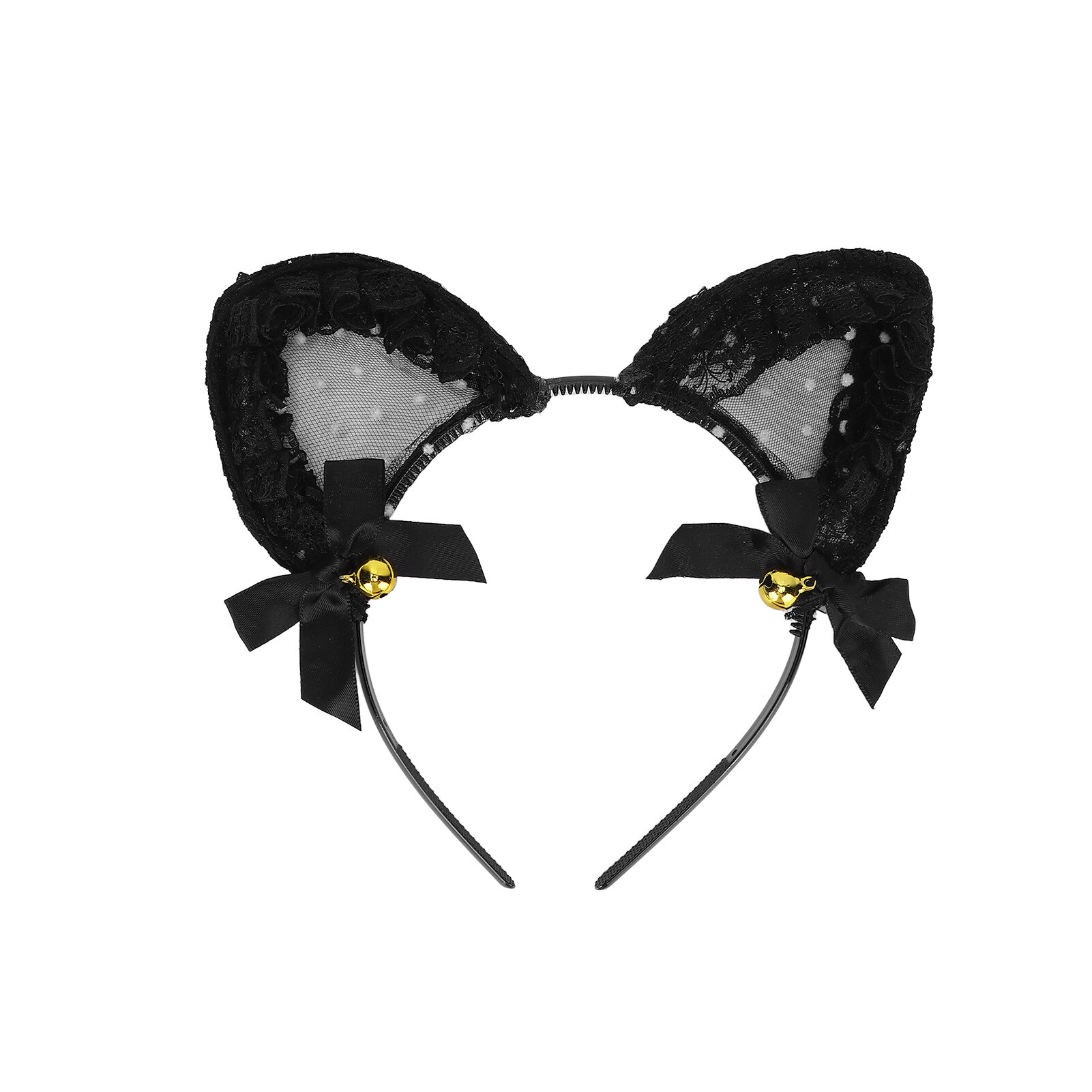 Повязка на голову с кошачьими ушками, симпатичная, нескользящая, с колокольчиками, для ежедневного косплея и вечеринок