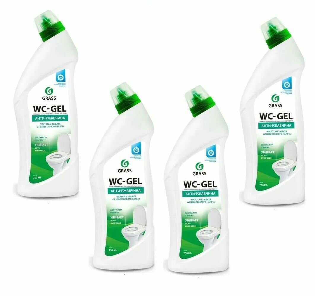 Средство для чистки сантехники Grass WC-gel 750 мл, 4 шт.