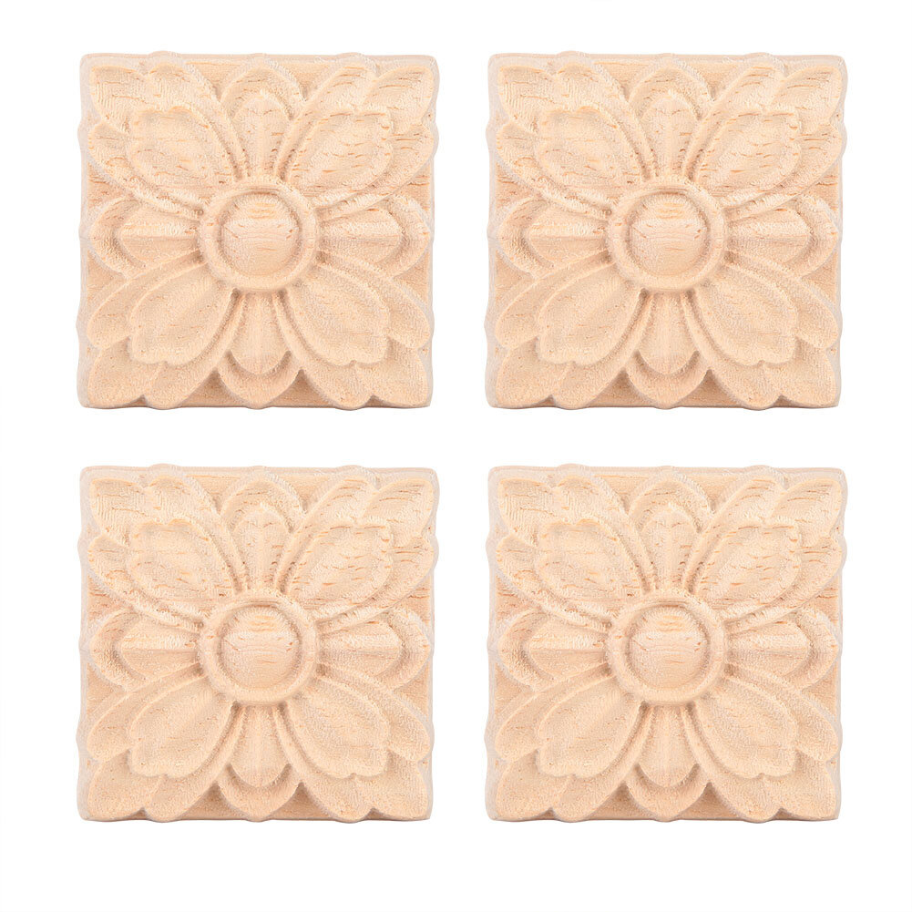 Резные Накладки На Мебель: 4 Уникальных Узора 5x5 см С Цветочным Орнаментом - Декоративные Аппликации Для Дверей И Стен Для Создания Европейского Стиля В Интерьере