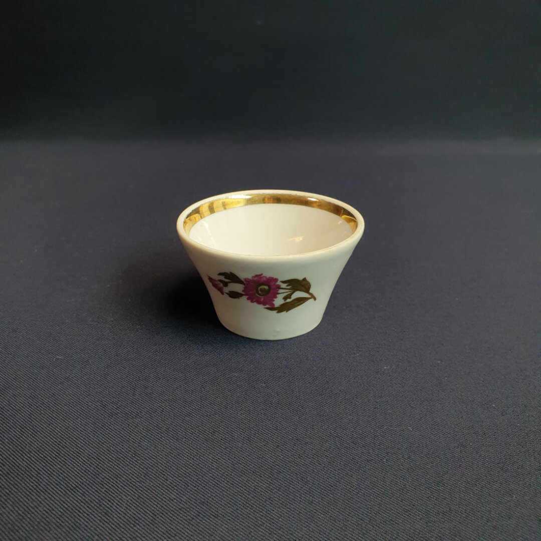 Соусник Дулево, фарфор деколь позолота 80 мл, винтаж СССР