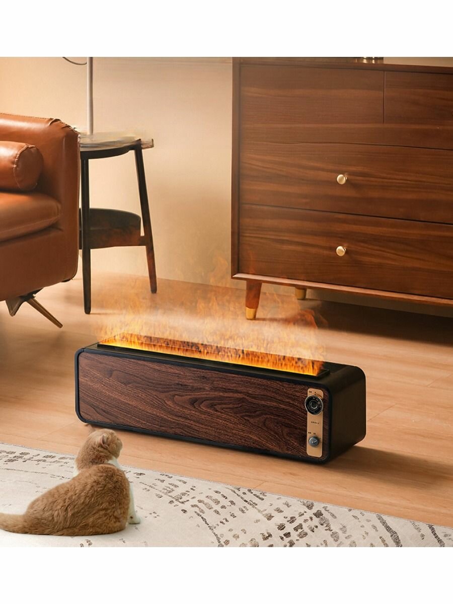 Увлажнитель пламени, имитация огня и отрицательных ионов, резервуар для воды объемом 2,1 л, мощный камин