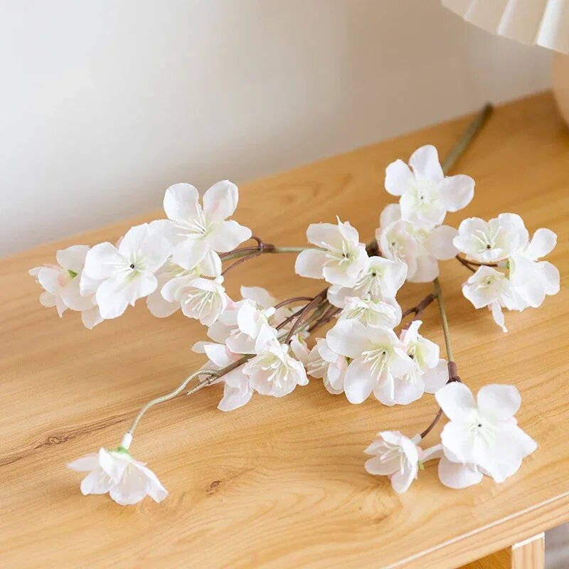 Искусственные розовые цветы вишни 40 см Белый, White