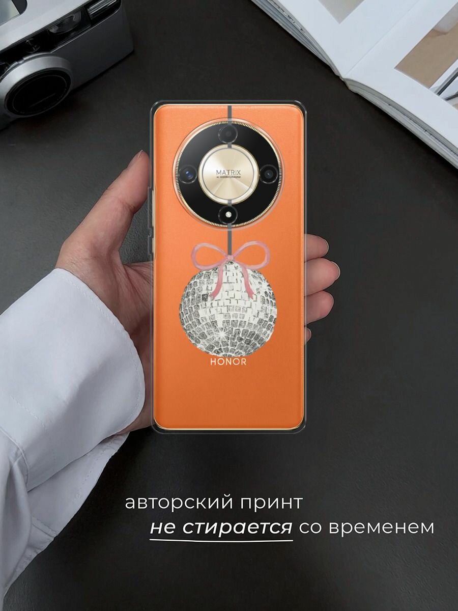 Чехол на Honor X9b / Хонор X9B с принтом Новогодний диско шар, прозрачный — фото 1