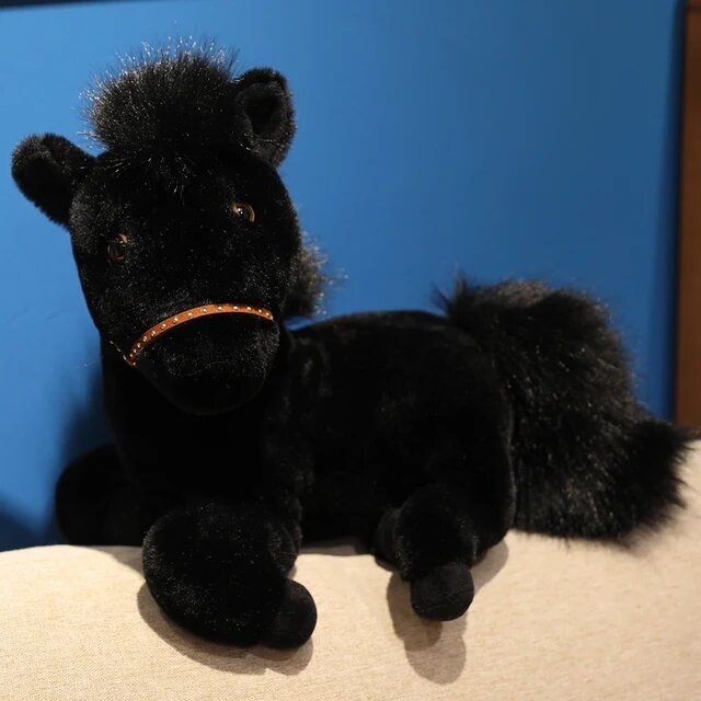 Реалистичная плюшевая кукла пони размером 30-45 см, коричнево-белая длинношерстная плюшевая игрушка в виде животного пони, украшение для дома, подарок на день рождения мальчика.