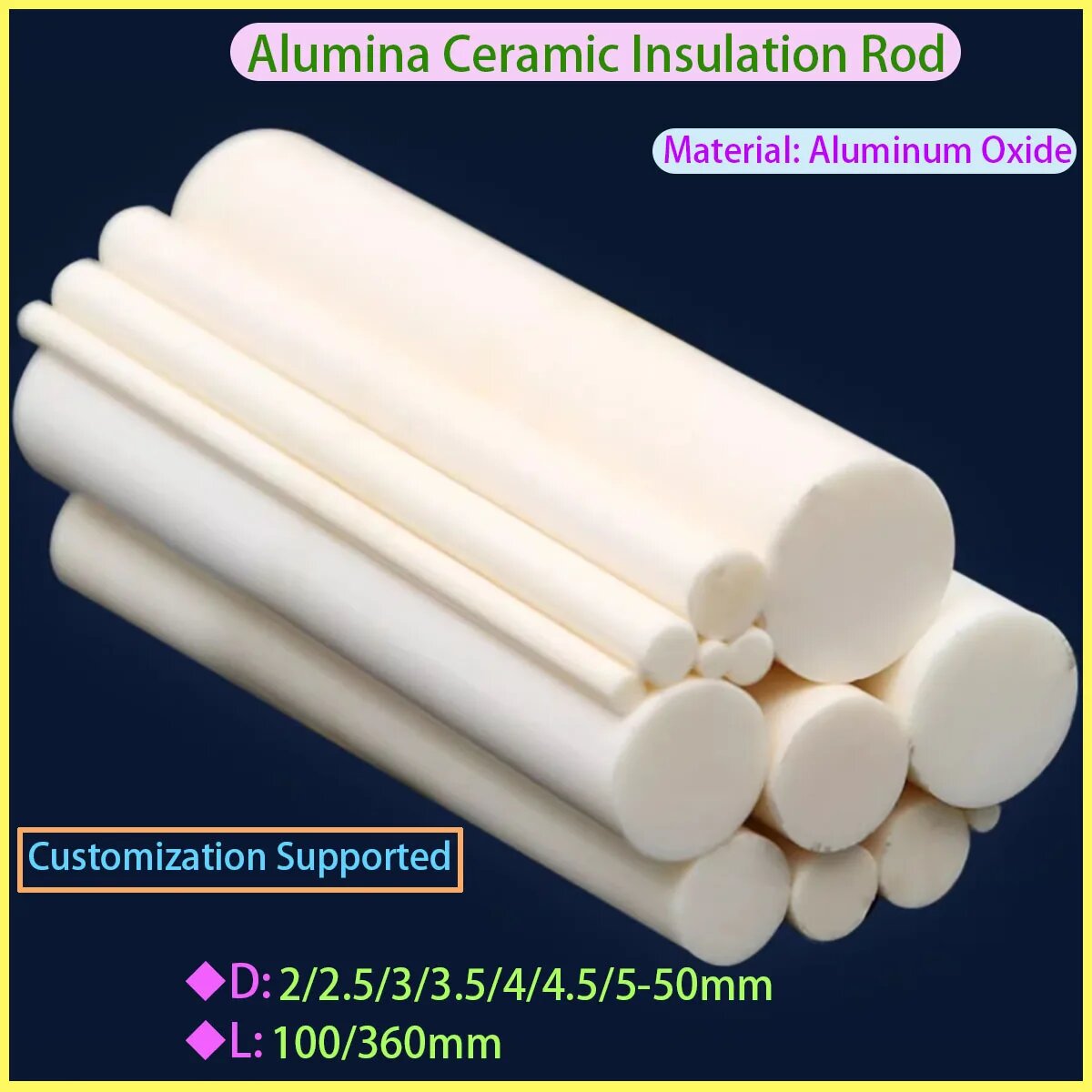 Керамический изоляционный стержень из глинозема 100-360 мм 3.5X100mm1PCS