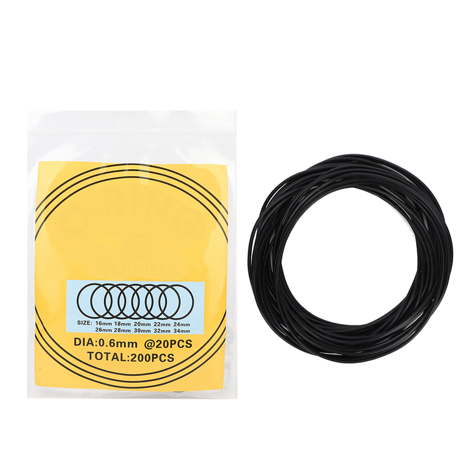 200pcs O Ring Waterproof Rubber Seal Watch Back Cover Gaskets Repairing Tool (0.6mm )