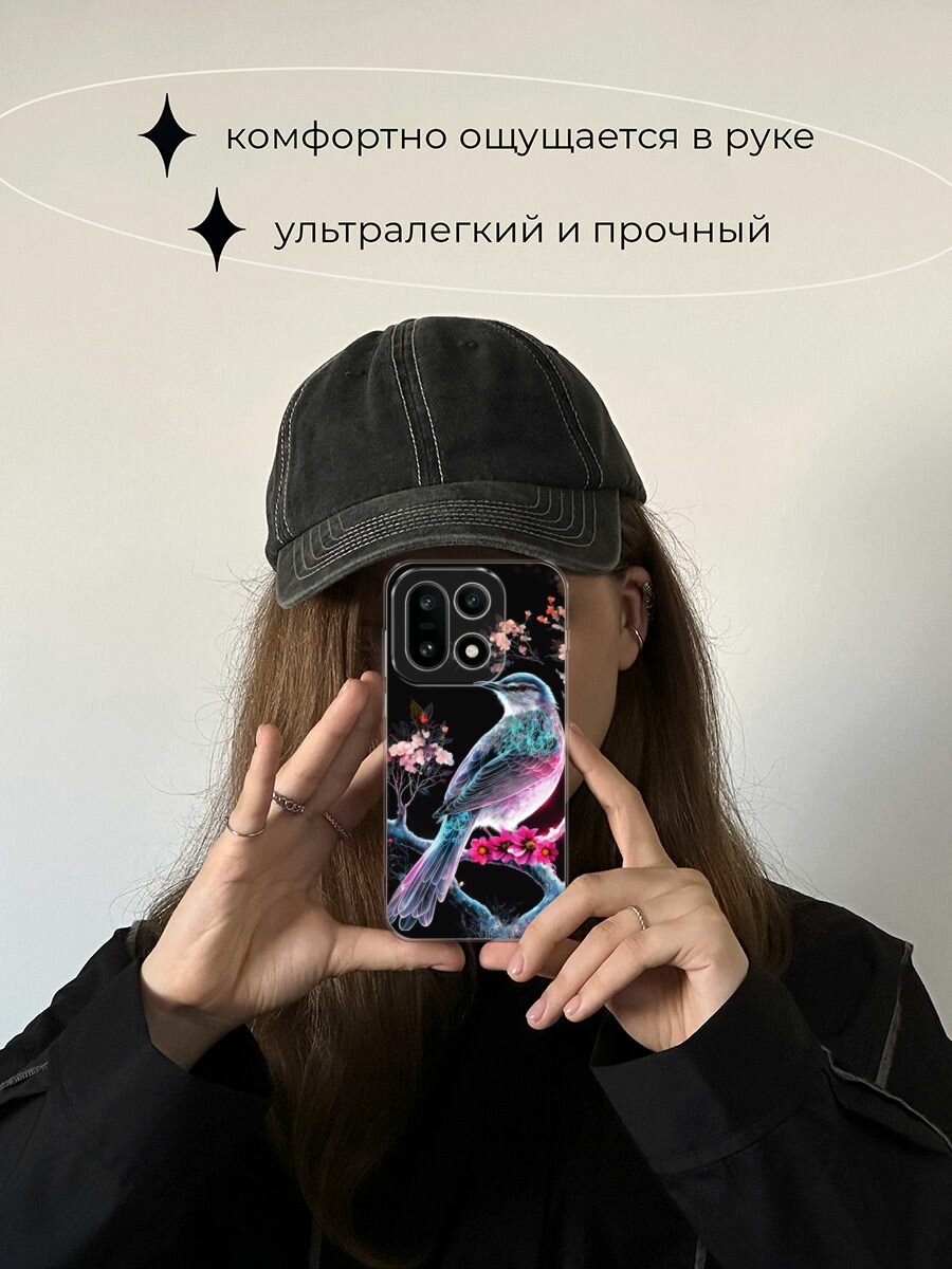 Чехол на OnePlus 15 / Ван Плас 15 с принтом Птица на цветущем дереве — фото 1