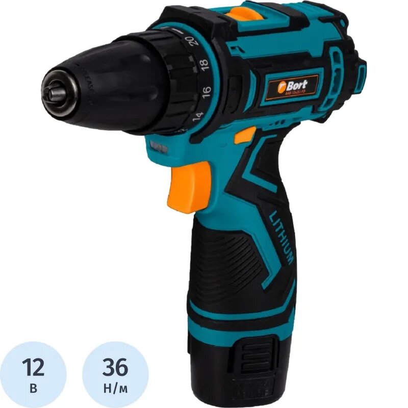 Дрель-шуруповерт аккумуляторная BORT BAB-12x2Li-FD