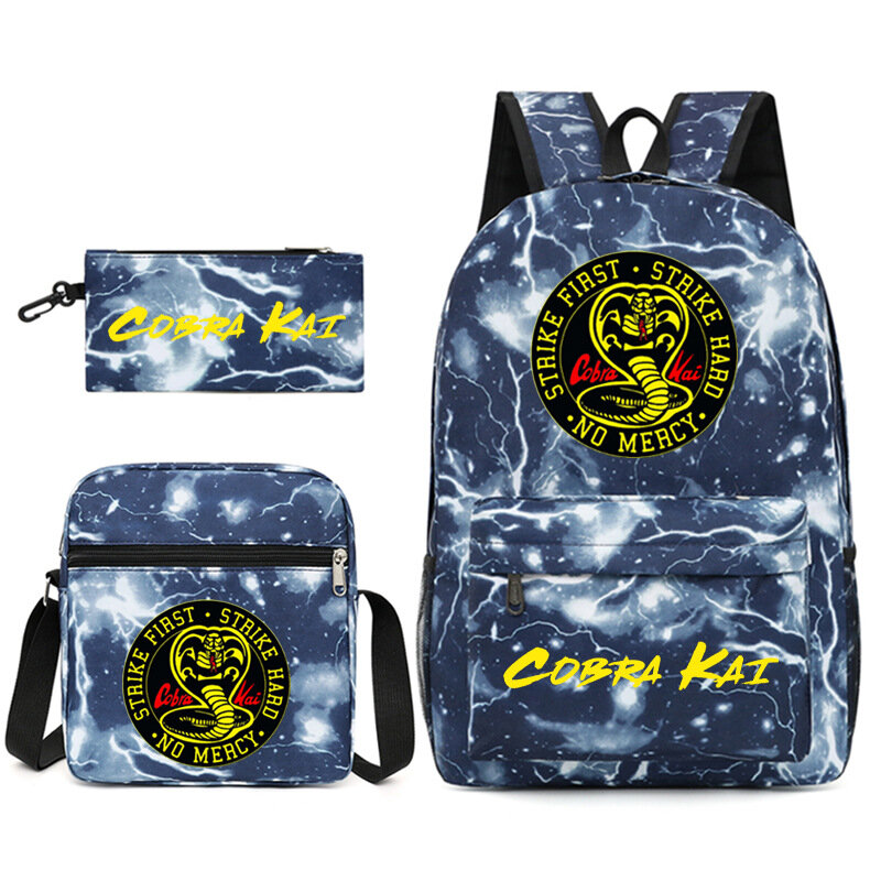 Детская школьная сумка из трех предметов для каратэ, повседневный рюкзак, студенческий рюкзак для мужчин и женщин, уличный рюкзак большой емкости с принтом