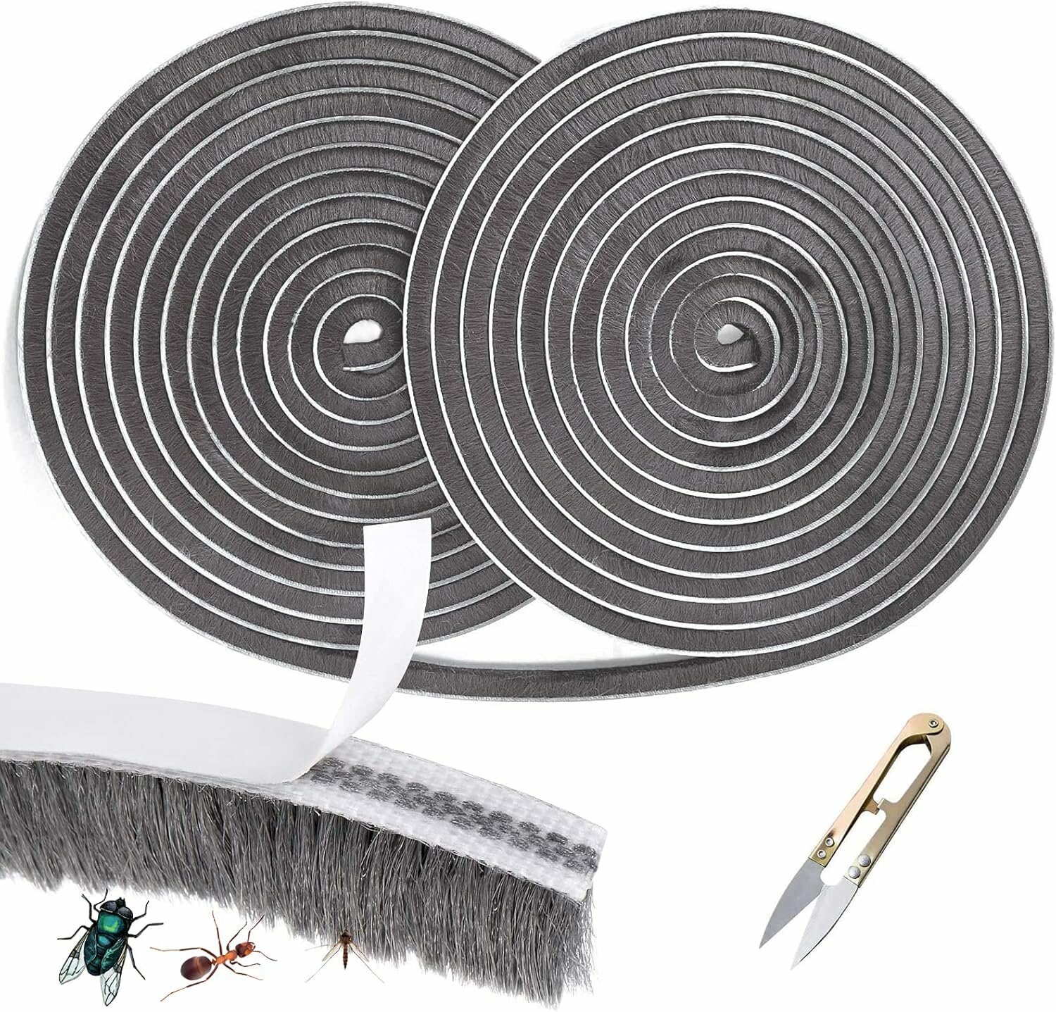 Самоклеящиеся уплотнители для раздвижных дверей, окон и дверей шкафов-купе длиной 20 м, серый