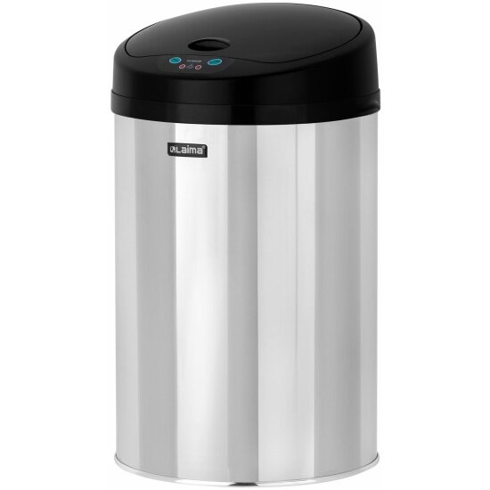 Ведро для мусора Laima сенсорное 12 л, нержавеющая сталь, черная матовая крышка, питание от 4-х батареек AA (не входят в комплект), , 609326