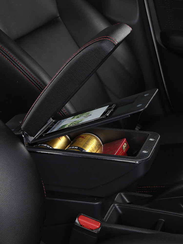 Подлокотник для Volkswagen Polo 5 Sedan (2014-2020) / Фольксваген Поло седан (2014-2020), эргономичный, с двойным отсеком, сдвижной крышкой, держателем для стаканов и пепельницей