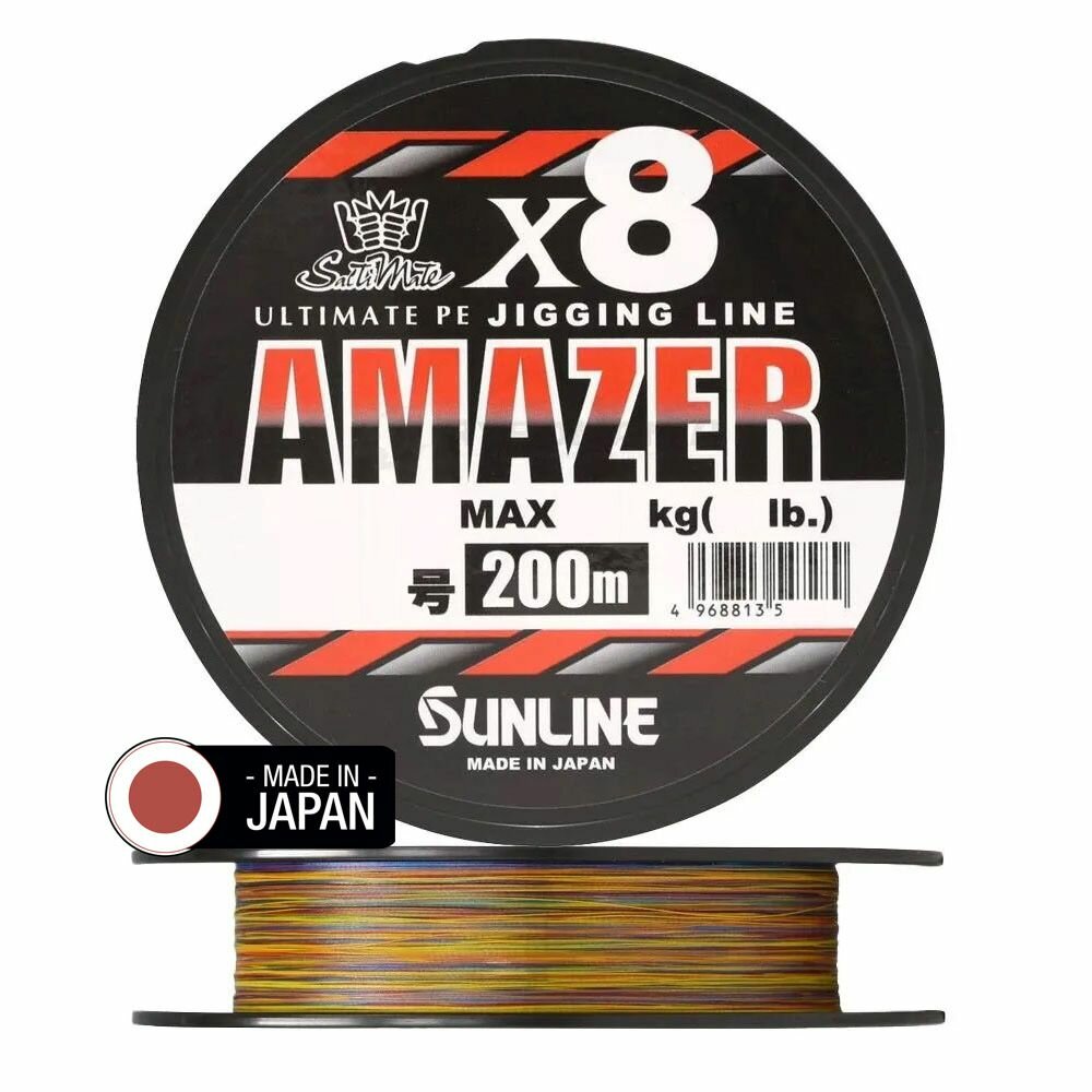 Плетёный шнур Sunline SM Amazer X8 200m #1.2 26lb 0.185mm 12.3kg multicolor