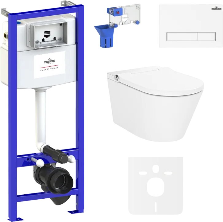 Комплект Lavinia Boho Унитаз подвесной Smart V-Clean 3359102R с микролифтом / Инсталляция RelFix 38010010 / Кнопка, Дозатор