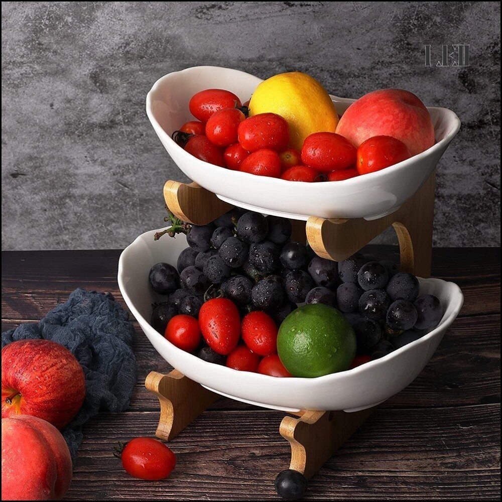 Фруктовница менажница двухъярусная, 2х ярусная ваза для фруктов, подставка для пирожных конфет двухъярусная