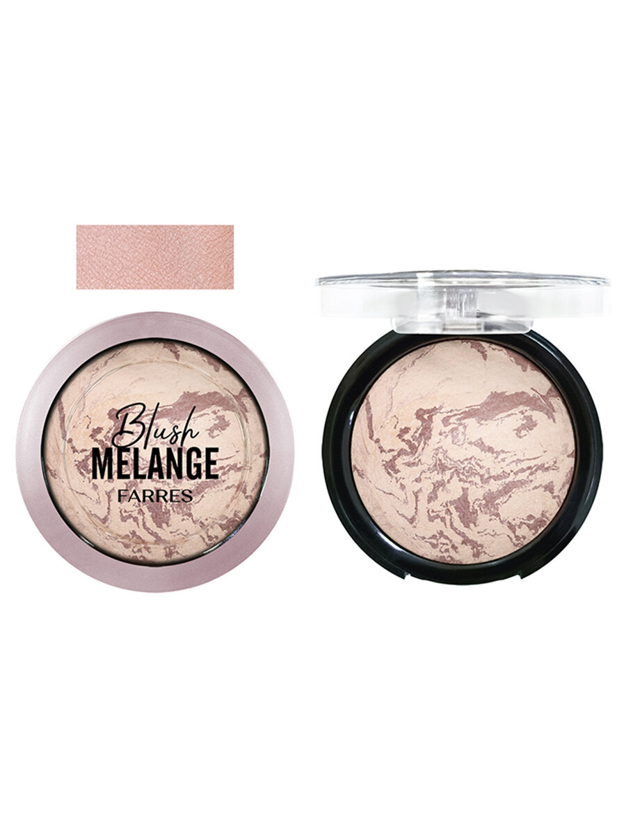 Румяна для лица запеченные мраморные Farres Blush Melange, тон 01