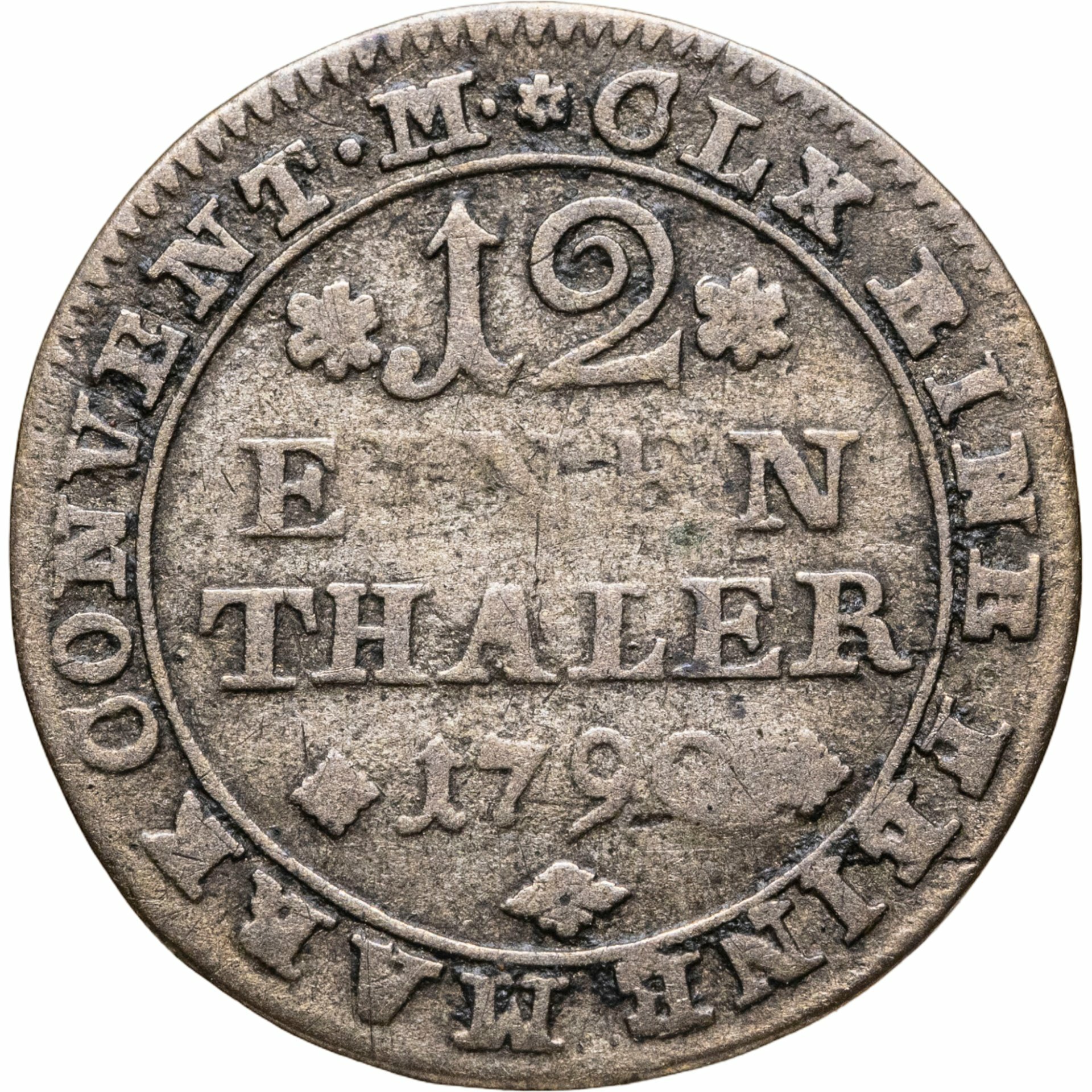 Германия Брауншвейг-Вольфенбюттель 1/12 талера 1790, Серебро, в сохранности VG-F