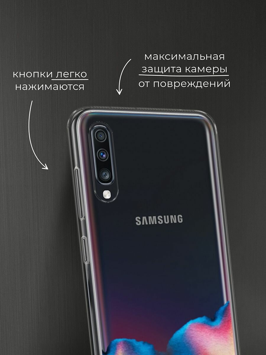 Чехол на Samsung Galaxy A70 / Самсунг Галакси А70 с принтом Акварельное сочетание, прозрачный — фото 1