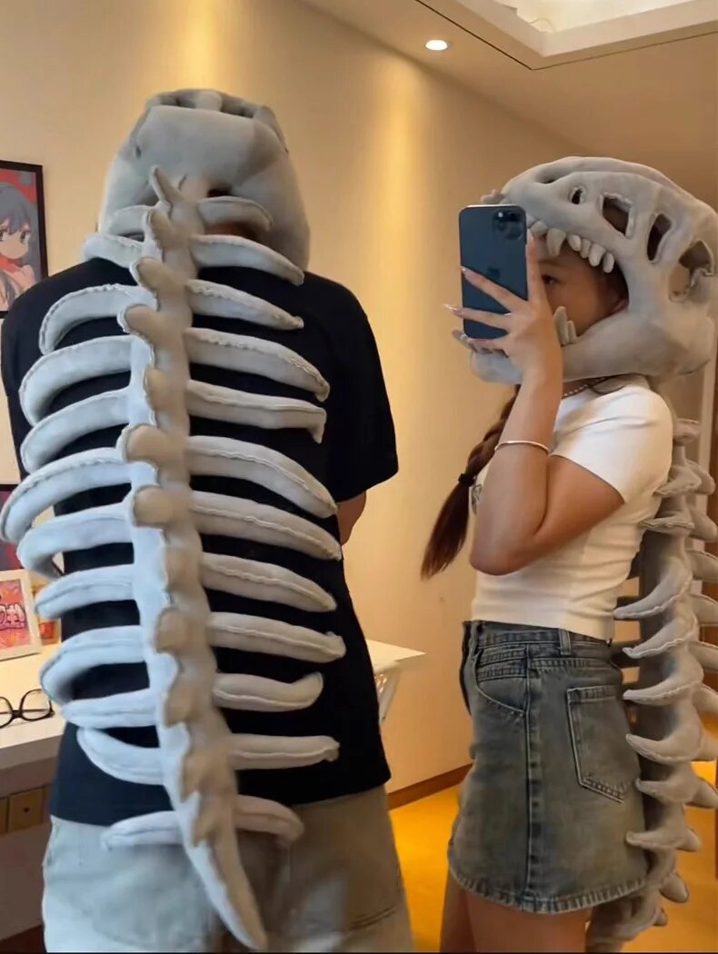 Кавайный плюшевый скелет динозавра, костюм adult 115cm
