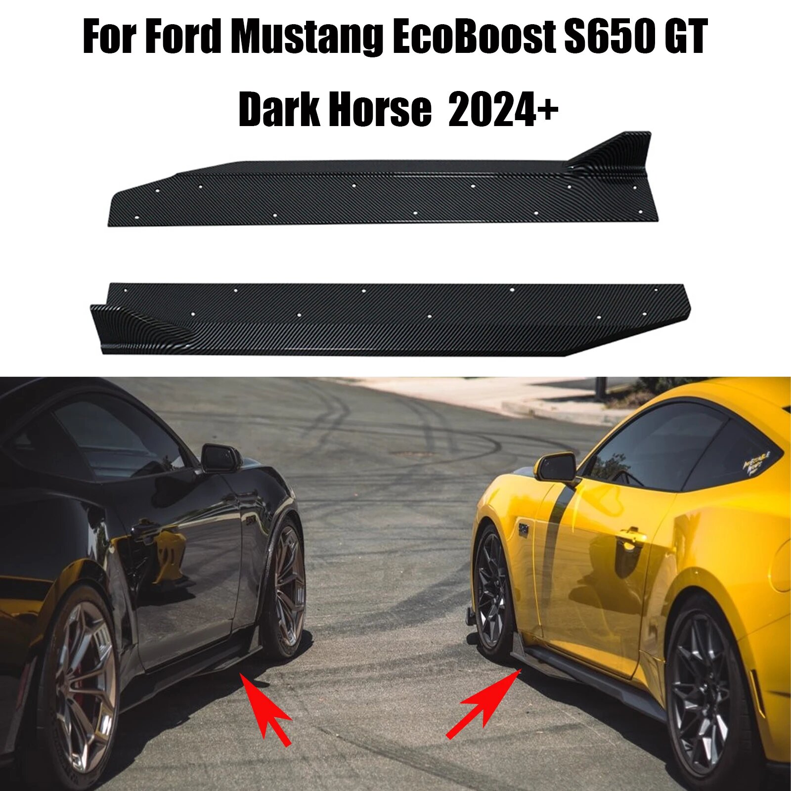 Боковая юбка, сплиттер, диффузор, спойлер Ford Mustang S650 GT Dark Horse EcoBoost 2024-2025, Carbon