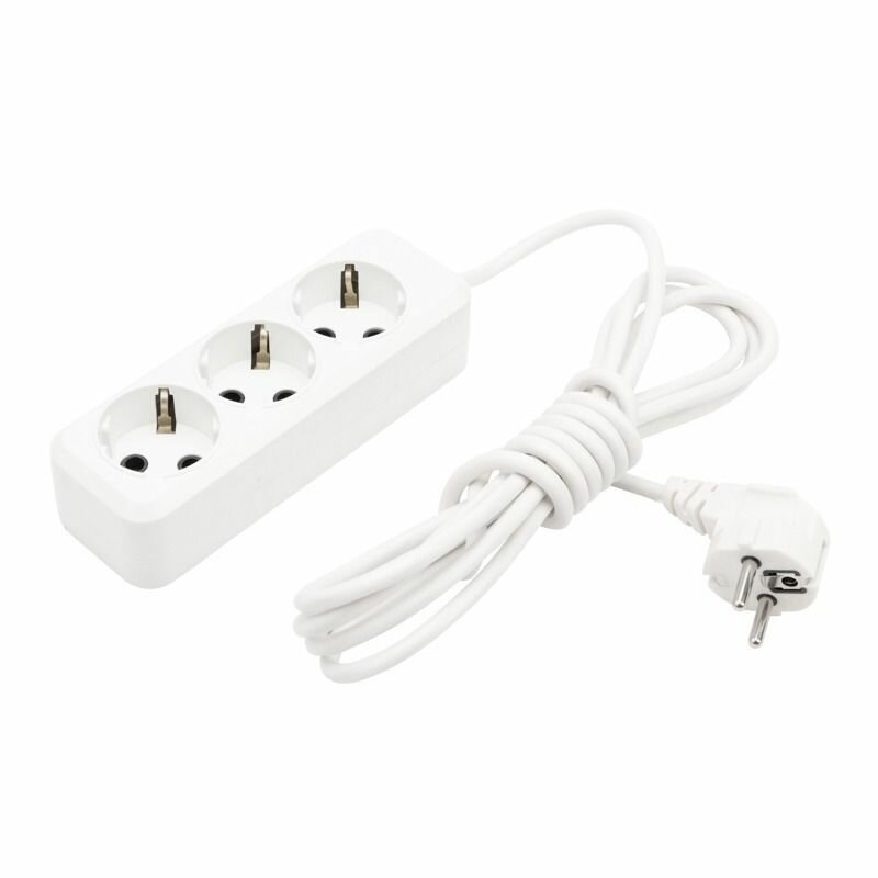 Удлинитель 3 гнезда, 3м, 3х1,0мм, с/з, белый REXANT