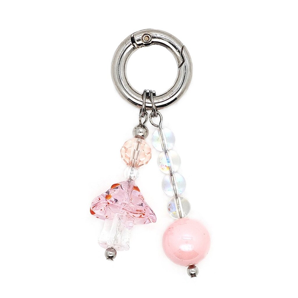 Ручной работы брелок с бусинами в форме гриба, акриловые бусины, декор для сумки или машины