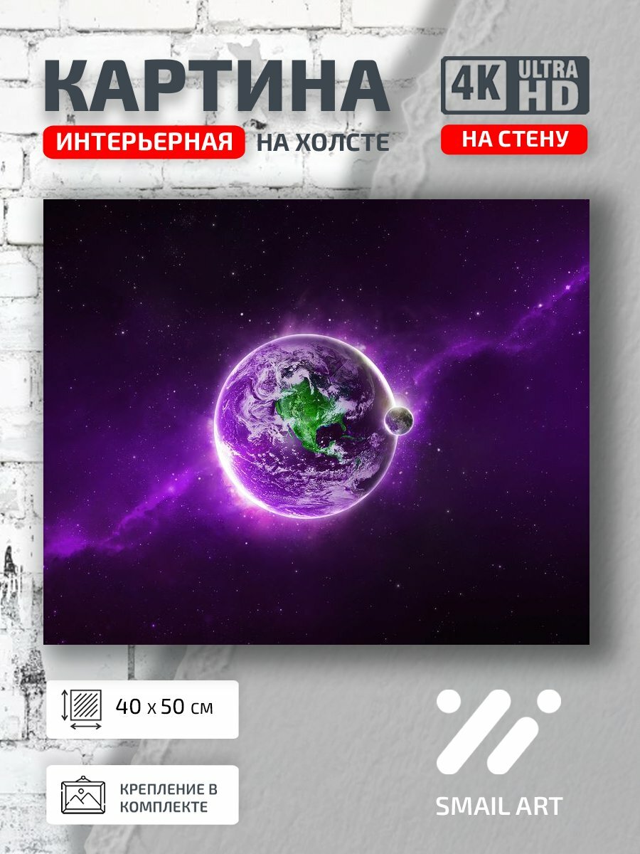 Картина на холсте интерьерная 40 на 50 на стену Планету Space для кабинета космос интерьер