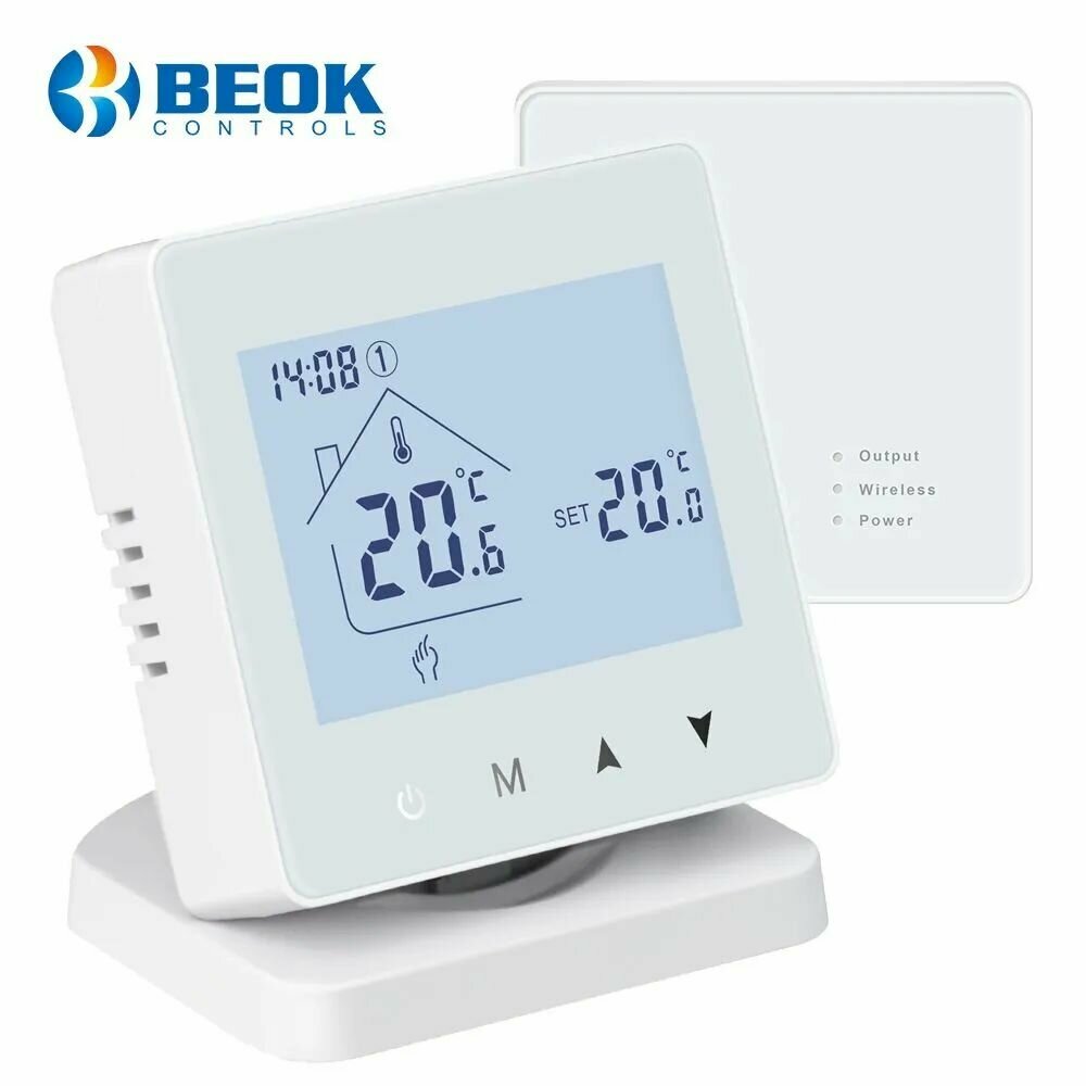 Беспроводной термостат/терморегулятор Beok с питанием от батареи для газового котла, BOT-R6X, Программируемый регулятор температуры с сенсорным экраном для отопления помещений с приемником