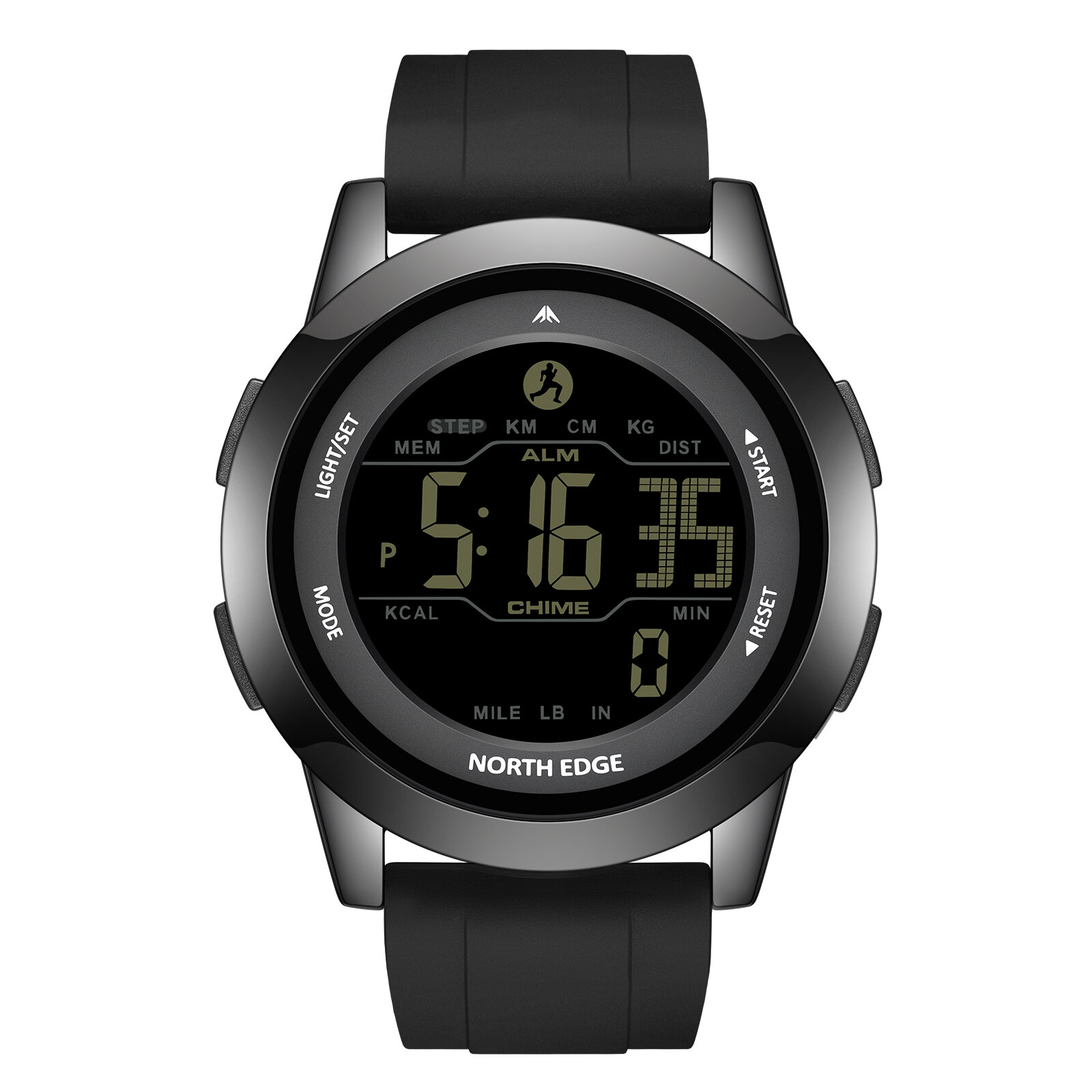 NORTH EDGE Smart Watch с мультифункциональностью, двойным часовым поясом, счетчиком калорий, счетчиком шагов, будильником, водонепроницаемостью 50м, электронным дисплеем, диаметром циферблата 44.28мм, толщиной корпуса 9.8мм, шириной ремешка 22мм,