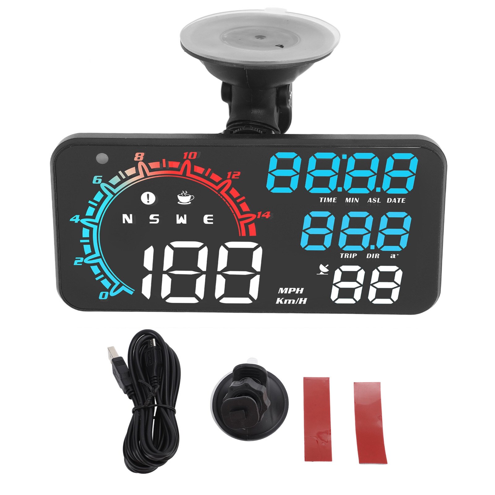 GPS Speedometer Speed Alarm Fatigue Driving Reminder Rugged HD Display HUD Universal for Car Colorful
