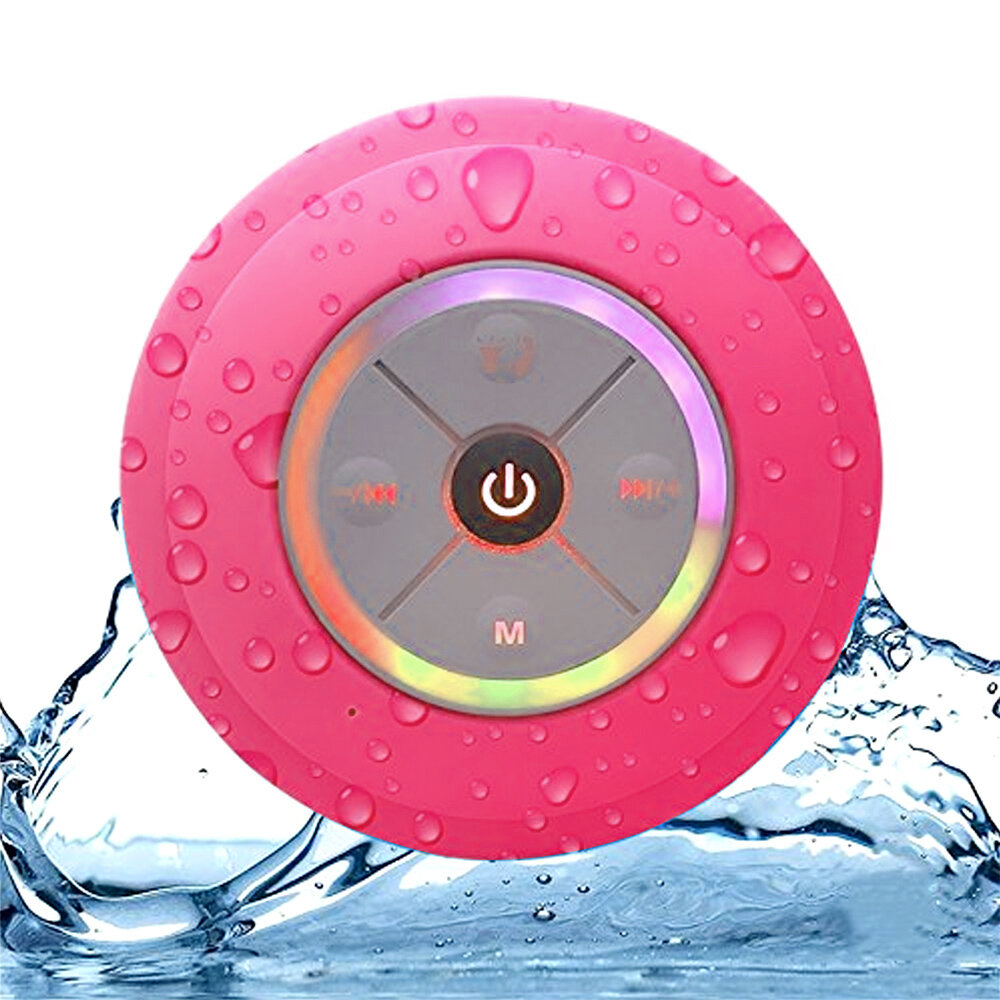 Мини -динамик для душа, водонепроницаемый IPX4, портативные колонки с LED-подсветкой, FM-радио, громкий стереозвук, встроенный микрофон, динамик с присоской, поддержка громкой связи, TF-карта для бассейна, пляжа, домашней вечеринки, путешествий