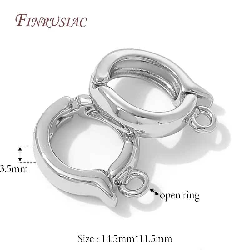 Держатели для подвесок FINRUSIAC, серебряные, Rhodium Plated, 14.5x11.5 мм