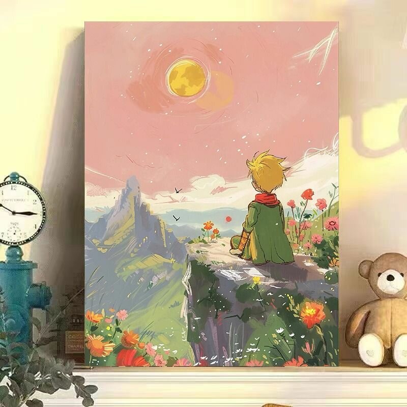 Картина по номерам Маленький принц и роза 30 40 см набор для творчества и домашнего декора, подарок антистресс, цифровая живопись с кистями и экологичными красками