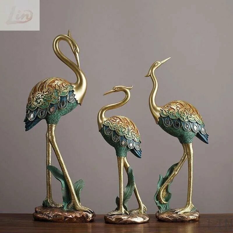 Декоративная статуэтка журавля из смолы ручной работы для гостиной, элегантный дизайн в восточном стиле(14*8*37cm) LIN