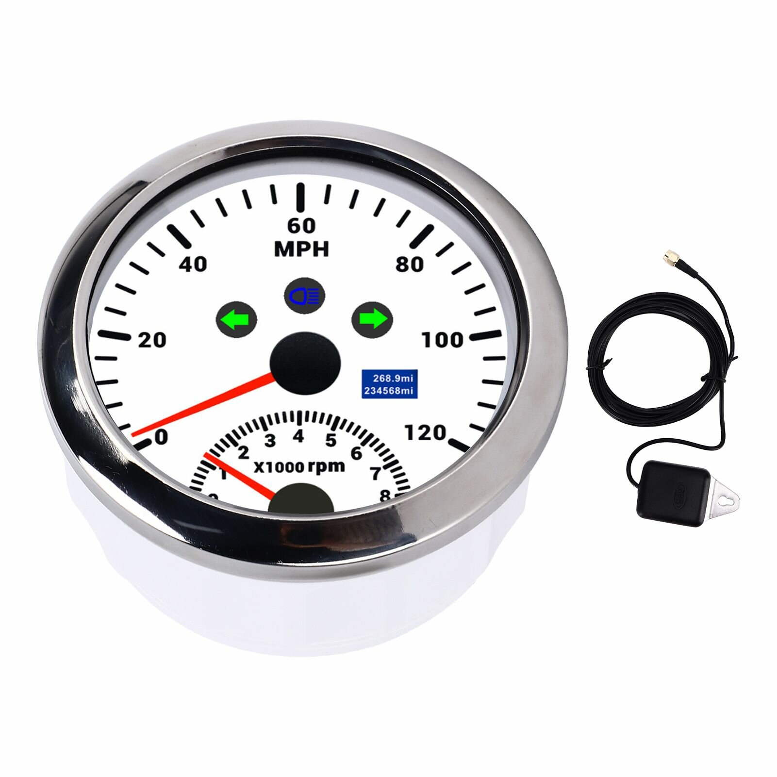 GPS спидометр 85мм с тахометром, точность + защита IP67, 12V/24V для автомобилей и лодок