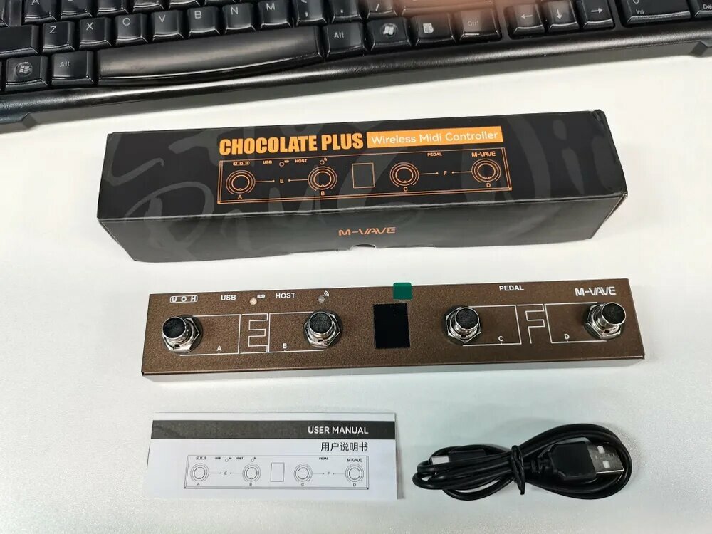 M-VAVE MIDI-контроллер: Bluetooth, приложение, цифровой дисплей, 12-часовой аккумулятор, адаптер TRS-MIDI, портативная педаль, беспроводное управление, умный контроллер для музыкантов