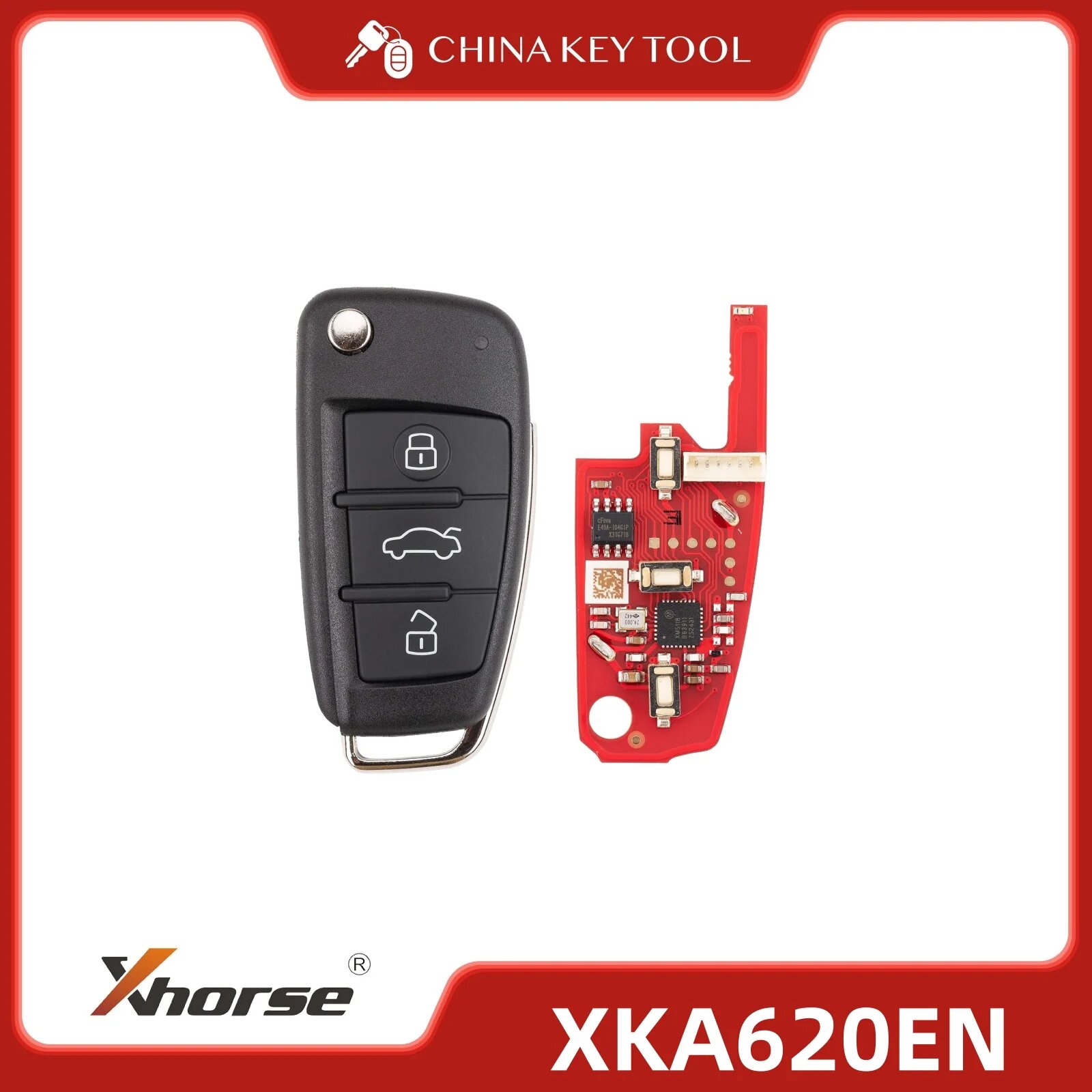 Проводной дистанционный ключ Xhorse 2-го поколения для Audi A6L Q7, тип 3, кнопки XKA620EN, глобальная версия
