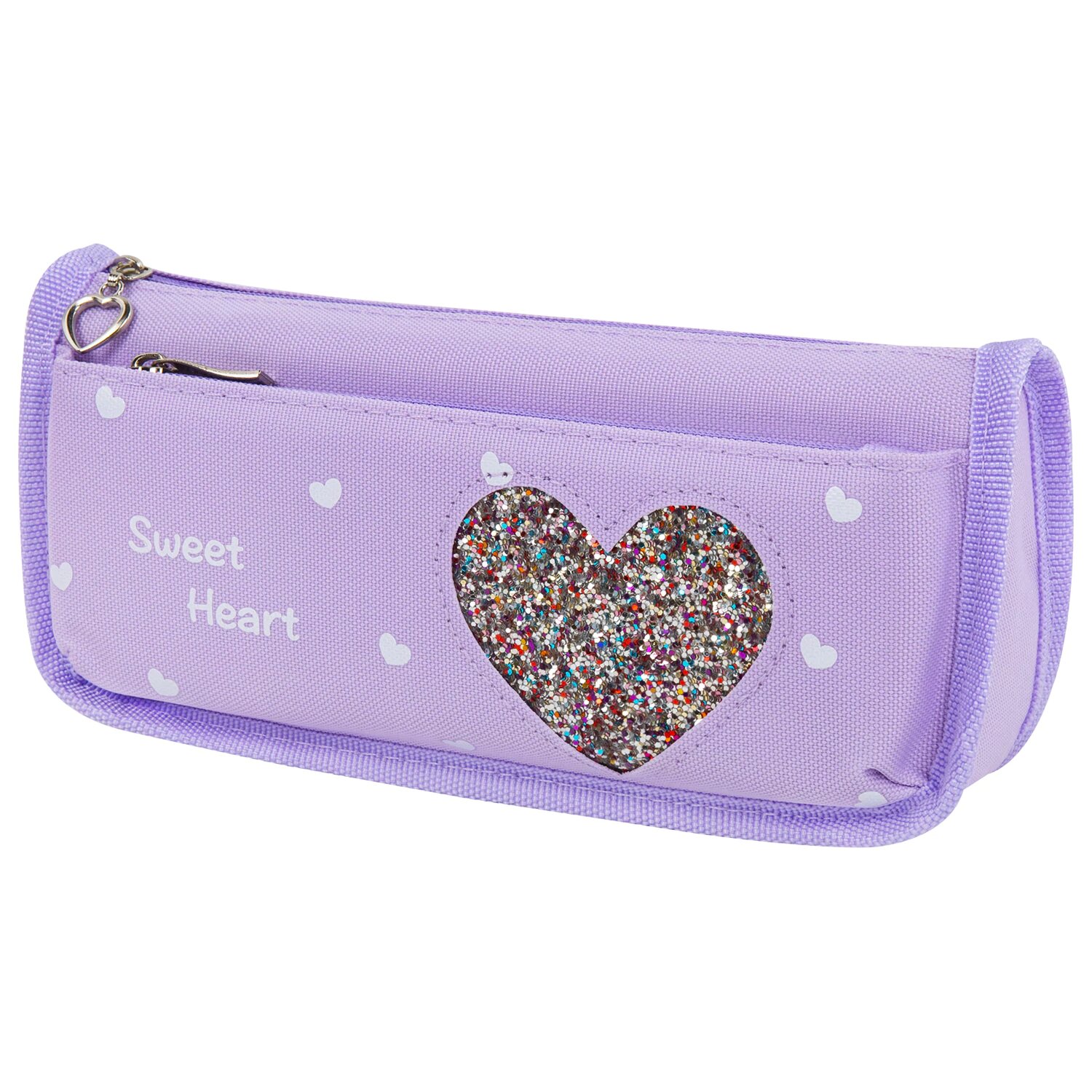 Пенал мягкий юнландия, 2 отделения, полиэстер, "Heart", фиолетовый, 2169 см, 270259