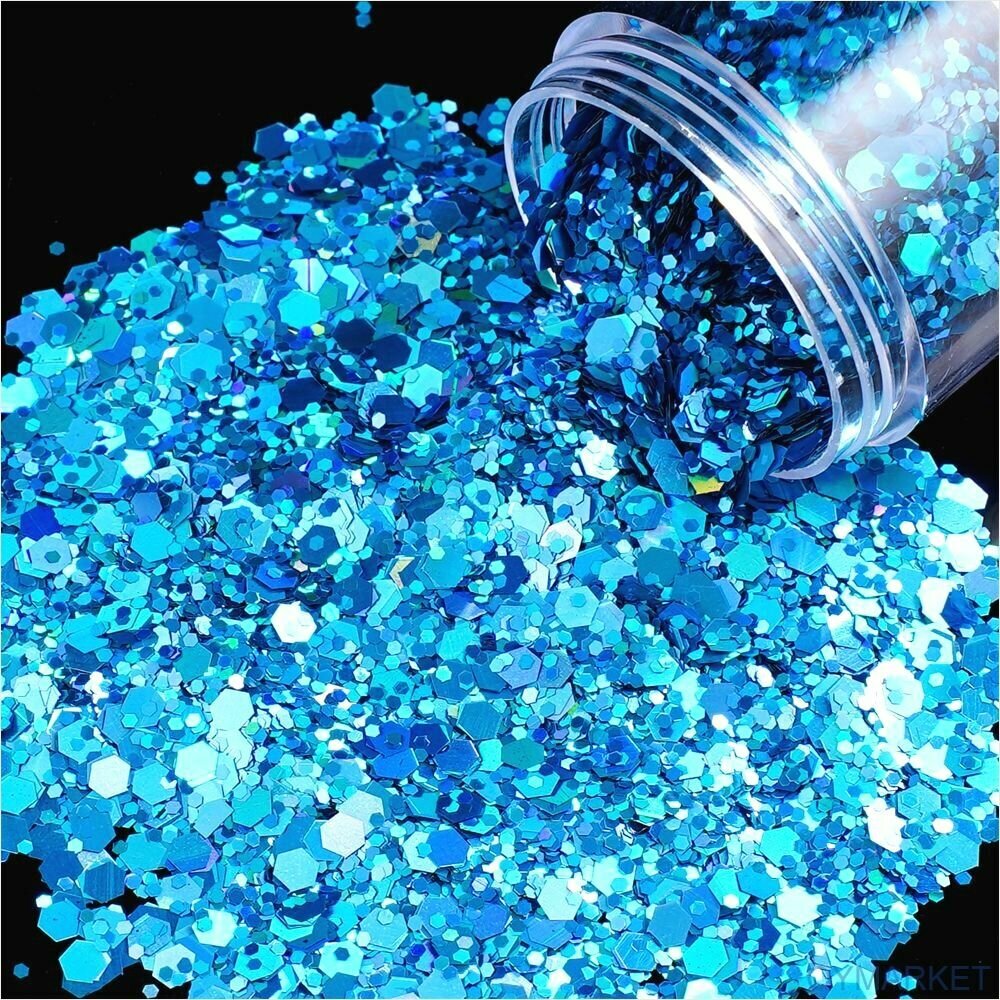 Блестки (глиттер) для эпоксидной смолы , цвет голубой , 9 грамм/бутылка