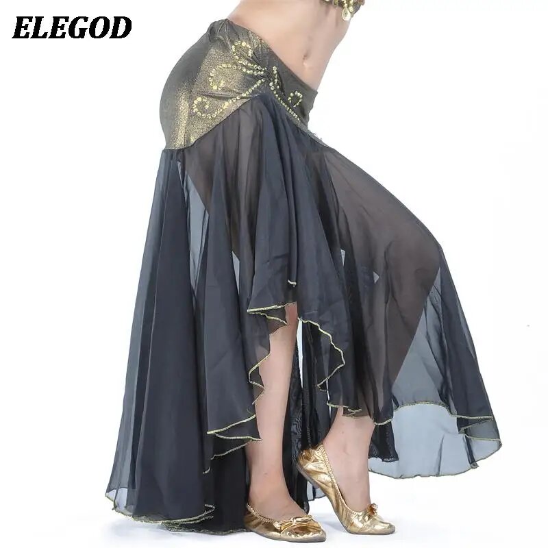 Женская юбка для танца живота, шифон, длинная Black gold