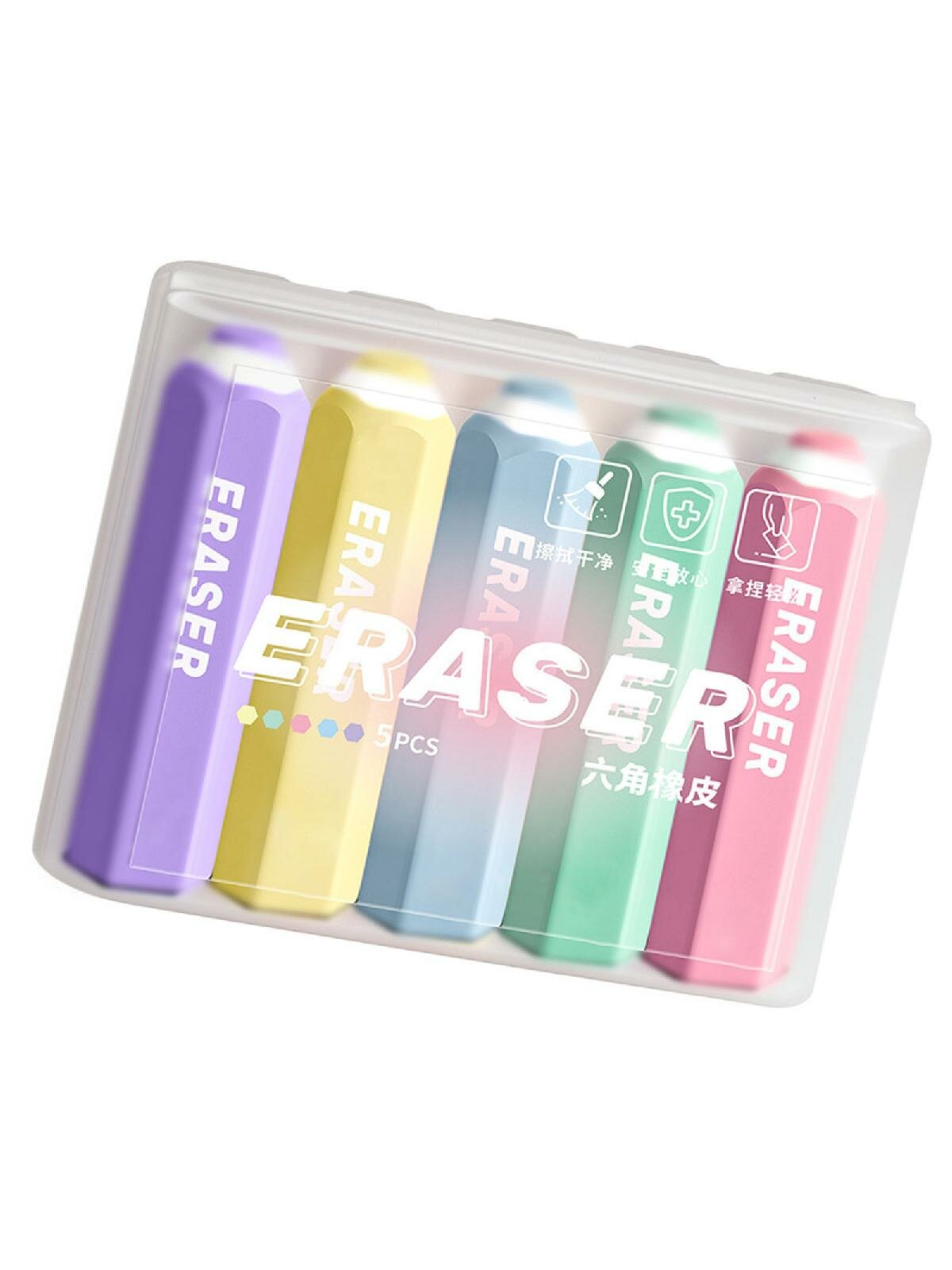 5ШТ Новые ластики с шестигранной ручкой, ластики в форме карандаша для письма и рисования