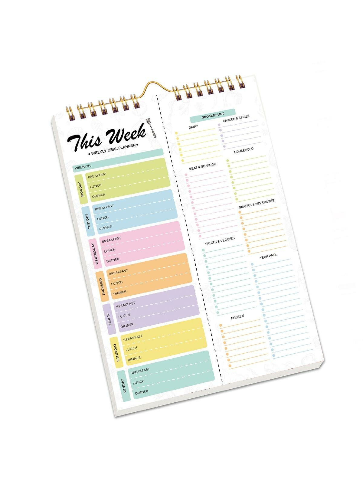 Блокнот для организации питания в прочном переплете на спиралях для кухонного холодильника