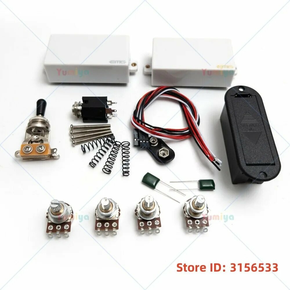 Активный звукосниматель EMG Звукосниматели для электрогитары Humbucker 9V Аккумуляторный источник питания Белые аксессуары для гитары