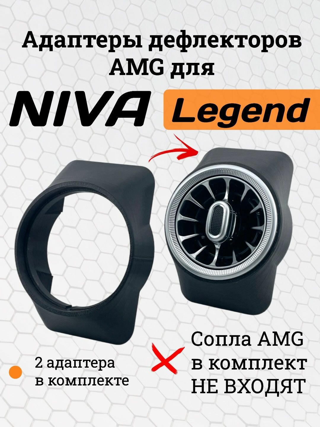 2 шт Боковой адаптер под дефлекторы AMG для Лада Нива Легенд / Сопла воздуховода АМГ для Niva Legend (2020 - н. в.)